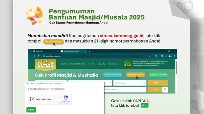 Cara Cek Daftar Penerima Bantuan Masjid dan Musala 2025, Buka Laman simas.kemenag.go.id ...