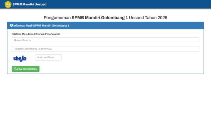 Cara Cek Pengumuman SPMB Mandiri Gelombang 1 Unsoed Tahun 2025, Klik ...