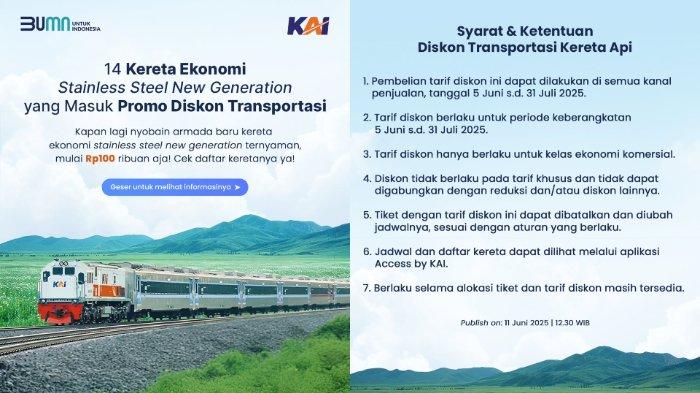 Diskon Transportasi Kereta Api Harga Mulai Rp100 Ribu, Ini Daftar KA dan Rute Tujuannya ...