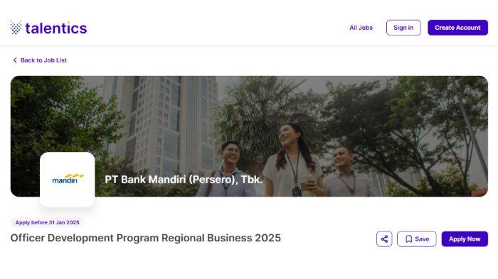 Lowongan Kerja Bank Mandiri 2025, Officer Development Program Masih Buka 6 Posisi - Halaman all ...