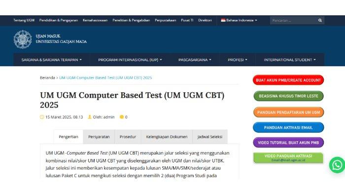 Jalur Mandiri UGM 2025 dengan Tes CBT dan Nilai UTBK-SNBT Dibuka 6 Mei ...