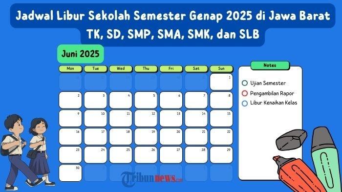 Jadwal Libur Sekolah Semester Genap 2025 di Jawa Barat untuk TK, SD, SMP, SMA, SMK, dan SLB ...