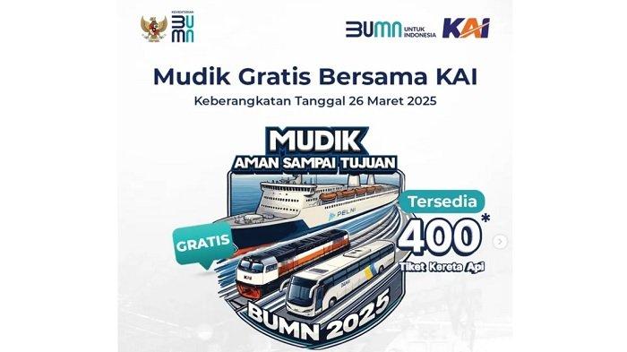 Mudik Gratis KAI 2025 Dibuka Hari Ini Pukul 10, Cek Syarat dan Rutenya - TribunNews.com