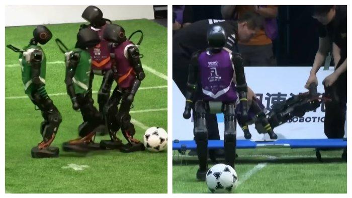 Pertandingan Sepak Bola Robot AI Pertama di China, Ada yang Jatuh dan ...