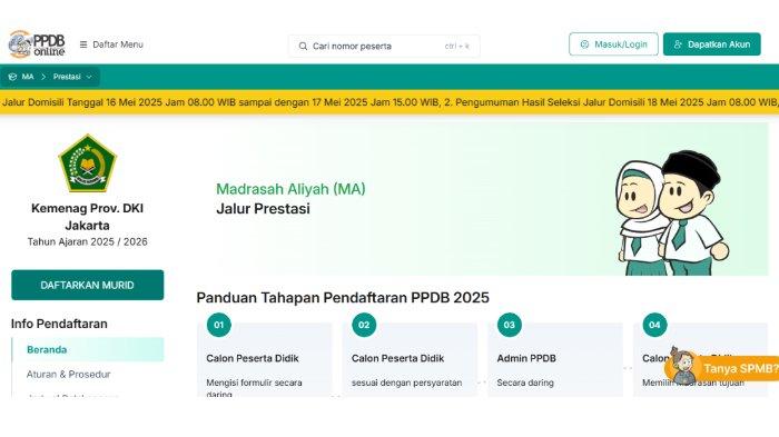 Syarat SPMB Madrasah DKI Jakarta 2025 Jalur Pretasi, Pendaftaran Dibuka 26 Mei 2025 - Halaman ...