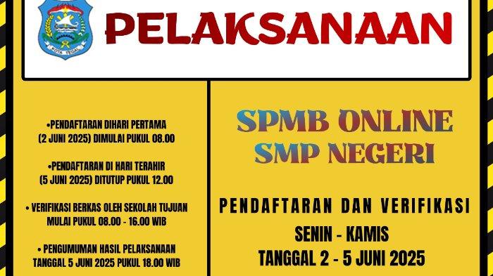 SPMB SMP Kota Tegal 2025 Dibuka Mulai Hari Ini, Ini Cara Daftarnya ...
