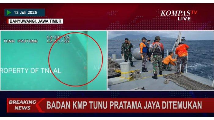 Bangkai Kapal KMP Tunu Pratama Jaya Ditemukan di Dasar Laut Selat Bali, Posisinya Terbalik ...