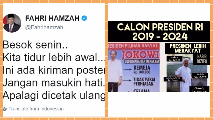 Viral ! Fahri Hamzah Share Meme Perbandingan Capres 2019: Habib Rizieq ...