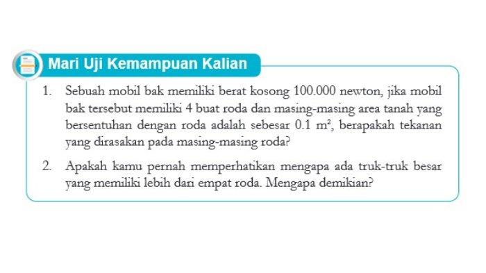 Kunci Jawaban IPA Kelas 9 Halaman 53 Kurikulum Merdeka, Mari Uji Kemampuan Kalian: Tekanan Zat ...
