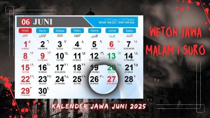 Kalender Jawa 26 Juni 2025, Malam Ini Malam 1 Suro dan Malam Jumat Kliwon - TribunNews.com