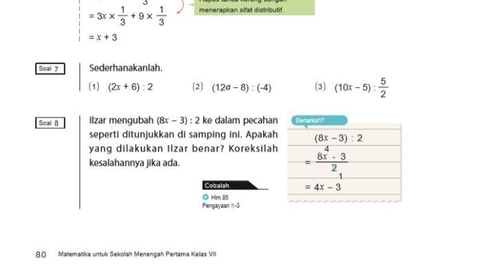 Kunci Jawaban Matematika Kelas 7 Halaman 80 Kurikulum Merdeka: Pembagian Bentuk Aljabar ...
