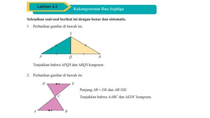 Kunci Jawaban Matematika Kelas 9 Halaman 226, 227, 228, K13, Latihan 4.2 Kekongruenan Dua ...