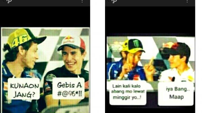Heboh Insiden Rossi Tendang Marquez, Ada Meme 'Kalo Abang Lewat Minggir ...
