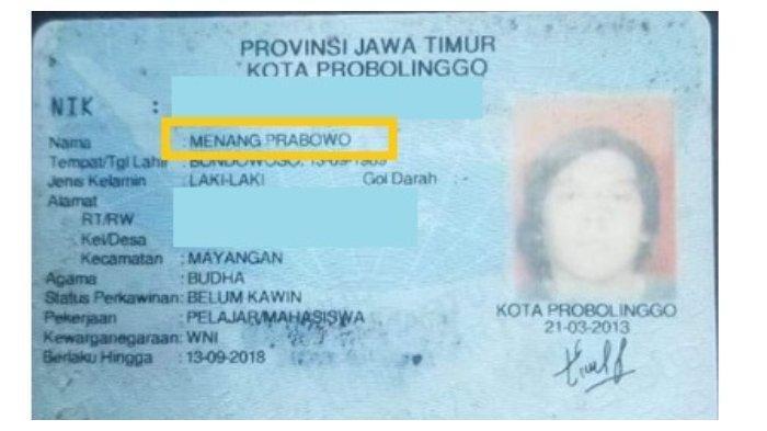 Nama Pria di Bondowoso Ini Viral, di e-KTP nya Tertulis 'Menang Prabowo ...