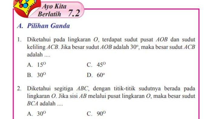 Kunci Jawaban Matematika Kelas 8 Halaman 77 78 Semester 2, Ayo Kita Berlatih 7.2 - TribunNews.com