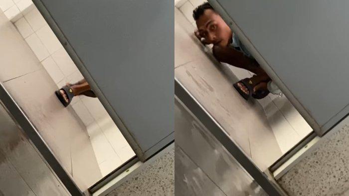 Viral Video Wanita Rekam Aksi Pria Cabul Di Toilet Tertangkap Basah Saat Ngintip Lewat Bawah