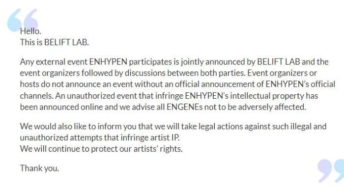 SM dan HYBE Peringatkan Fans Tentang Acara Penipuan yang Catut Nama NCT, SEVENTEEN, dan ENHYPEN ...