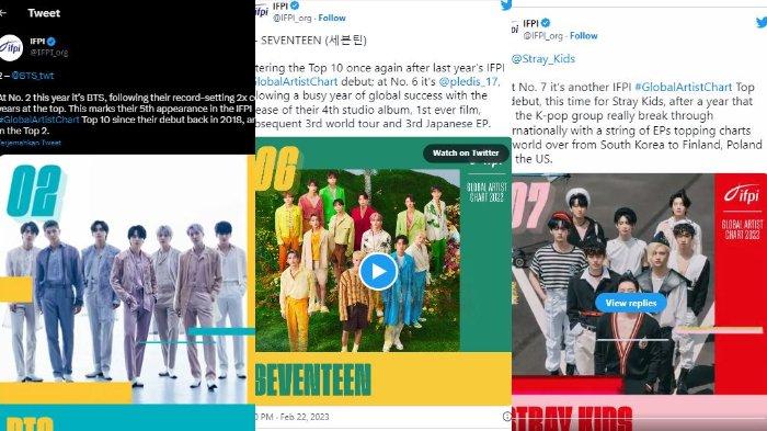 BTS, SEVENTEEN, dan Stray Kids Masuk Top 10 Chart Artis Global IFPI Tahun 2022 - TribunnewsWiki.com