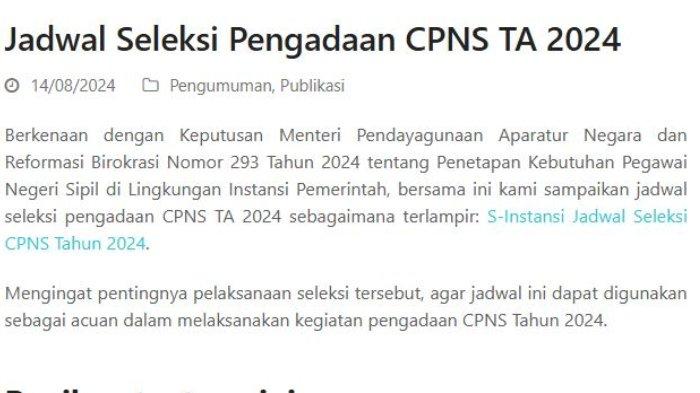 Jadwal Lengkap Seleksi CPNS 2024, Lengkap dengan Link Formasi Pendaftaran - TribunnewsWiki.com