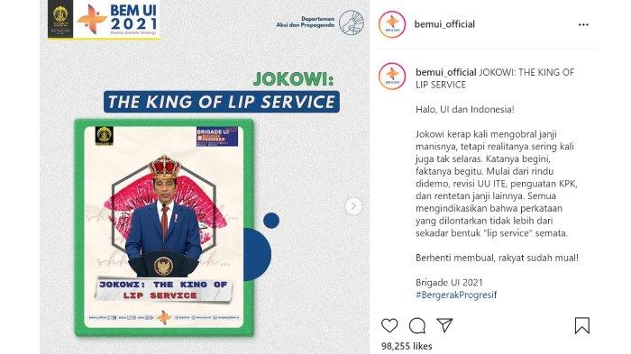 Penjelasan BEM UI Soal Julukan Jokowi The King of Lip Service: Kita ...