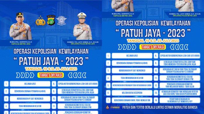 Daftar Pelanggaran yang Diincar Polisi dalam Operasi Patuh Jaya 2023, Nomor 3 Sering Dilanggar ...