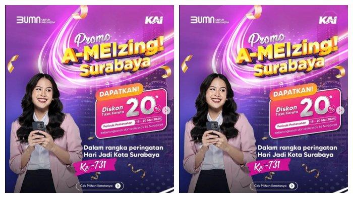 HUT ke-731 Kota Surabaya, KAI Bagi-bagi Diskon Tiket Kereta Api Sebesar 20 Persen ...