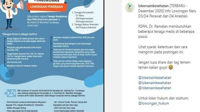 RSAL Dr. Ramelan Surabaya, Buka Lowongan Kerja D3/D4/S1 untuk 4 Posisi ...