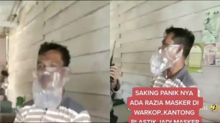 Viral Pria Panik saat Razia Masker, Refleks Gunakan Plastik Gorengan ...