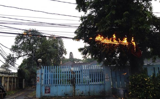 Api Merembet di Kabel Listrik Jalan Kemang Raya - Wartakotalive.com