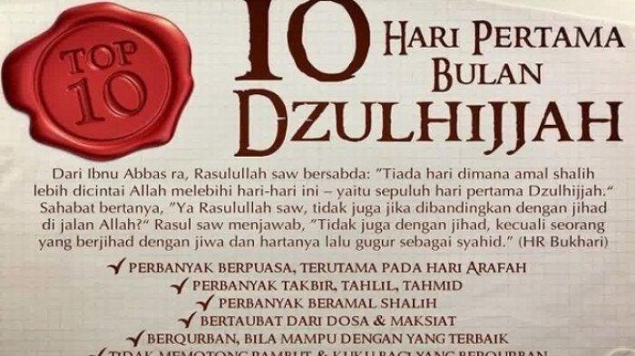 Amalan 10 Hari Pertama Bulan Dzulhijjah 1444 Hijriah dan Keutamaannya - Wartakotalive.com