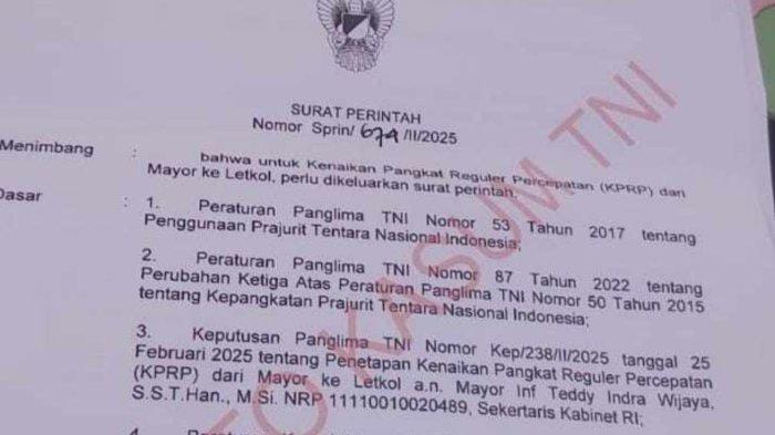 Beredar Surat Kenaikan Pangkat Sekretaris Kabinet Teddy Indra Wijaya ...