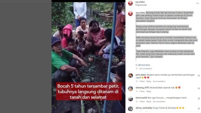 Viral, Bocah 5 Tahun Tersambar Petir akhirnya Selamat, Setelah Tubuhnya Dipendam di Tanah ...