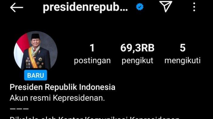 Presiden RI Prabowo Subianto Punya Akun Instagram Baru, Sudah Diikuti Puluhan Ribu Follower ...