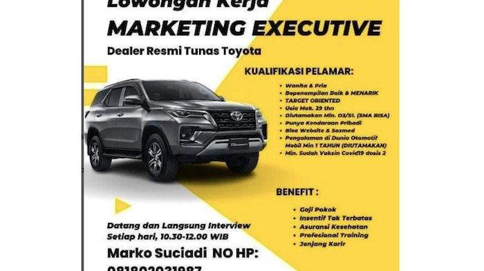 Lowongan Kerja Jakarta Terbaru dari Dealer Mobil Toyota, Dibutuhkan ...