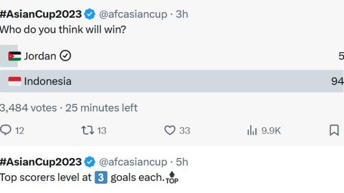 Hasil Polling Twitter AFC, 94,8 Persen Netizen Yakin Timnas Indonesia ...