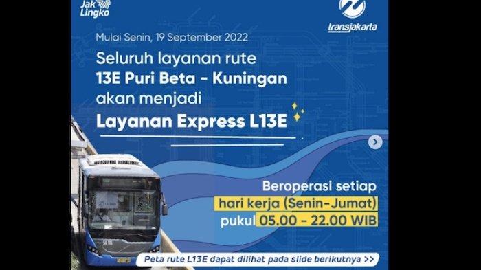 Mulai 19 September Ada Layanan Transjakarta Express L13E Puri Beta ...