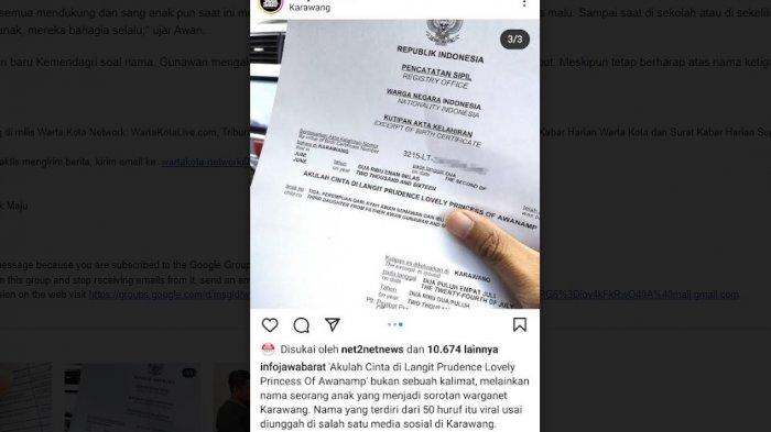 Nama Anak di Karawang Panjang & Unik, Dukcapil:Tidak Perlu Diubah, tapi ...