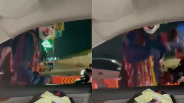 VIDEO : Viral Aksi Pengamen Badut di Exit Tol Sawangan Pukul Jendela ...