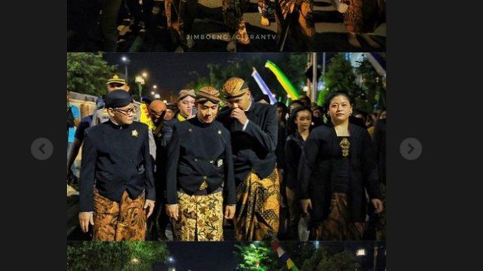 Bisikan Ganjar ke Gibran Saat Prosesi Laku Bisu Pada Kirab Malam 1 Suro Pura Mangkunegaran ...