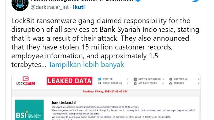 BSI Down, Hacker Spesialis Ransomware Ancam Sebar Data Semua Nasabah ...
