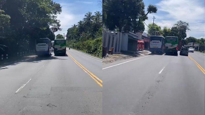 VIDEO : Viral Detik detik Dua Bus Ugal ugalan Diduga di Jalan Raya Solo - Semarang ...