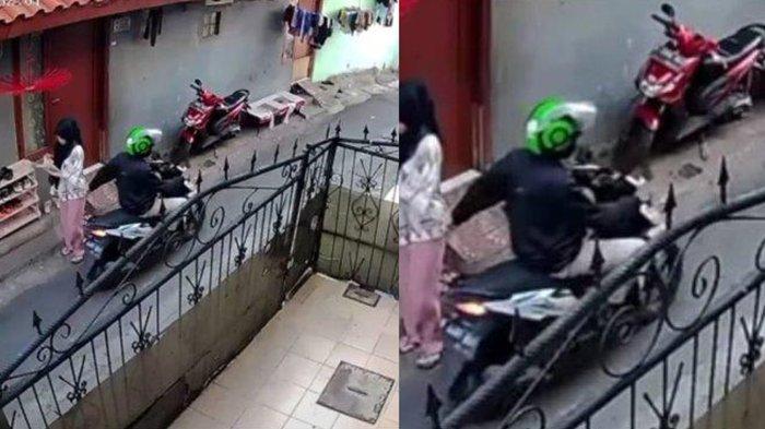 VIDEO : Viral Aksi Mesum Pria Berhelm Ojol Tepuk Pantat Wanita di Cengkareng Terekam CCTV ...