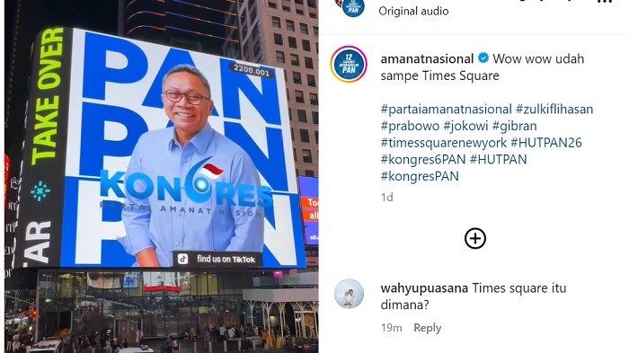 PAN Bangga! Foto Zulkifli Hasan Mejeng di Times Square New York ...