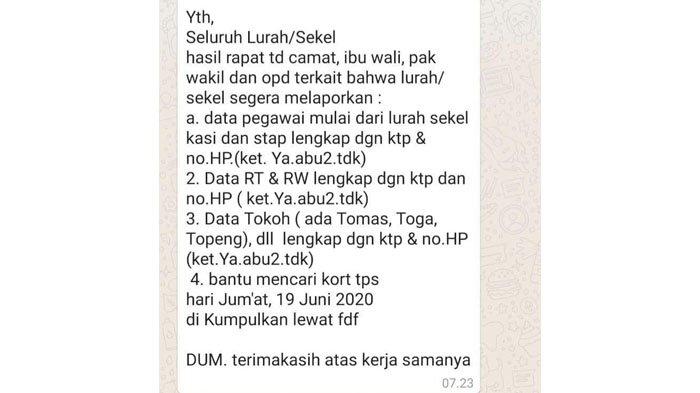 Viral, Beredar Pesan Singkat Seruan Mengumpulkan Data ASN dan Non ASN Kota Tangsel, BKPP ...