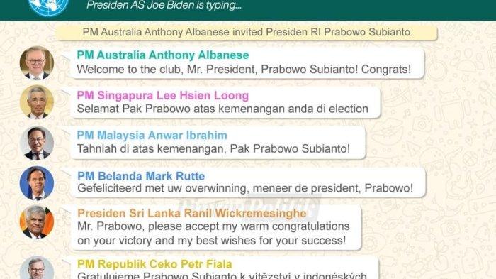Viral Screenshot Grup WA Presiden-PM Dunia, Prabowo Dapat Selamat dari ...