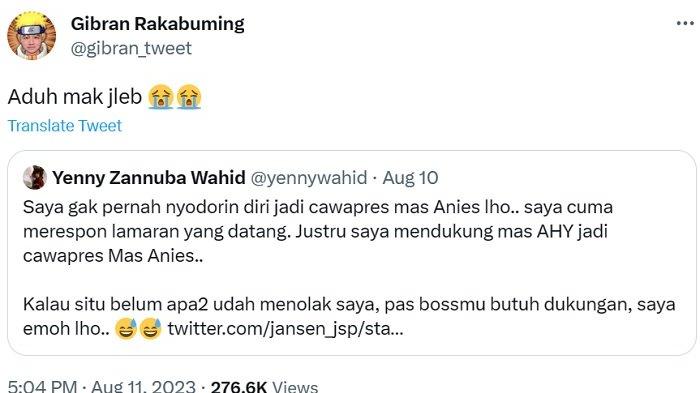 Curhatan Yenny Wahid ke Gibran soal Polemik Jadi Cawapres Anies - Wartakotalive.com