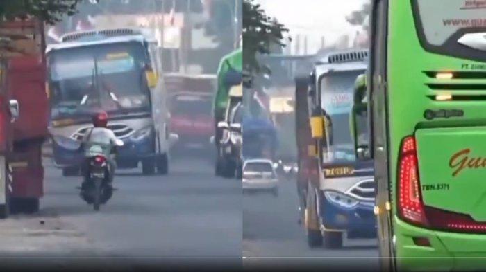 Viral Video Bus Sugeng Rahayu 'Ngeblong' Menantang Maut, Hampir Adu Banteng dengan Bus Gunung ...