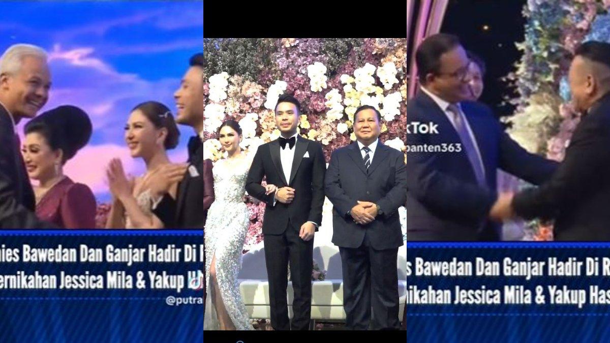 Momen Prabowo, Ganjar dan Anies Kompak Hadiri Resepsi Pernikahan Jessica Milla-Yakup Hasibuan ...