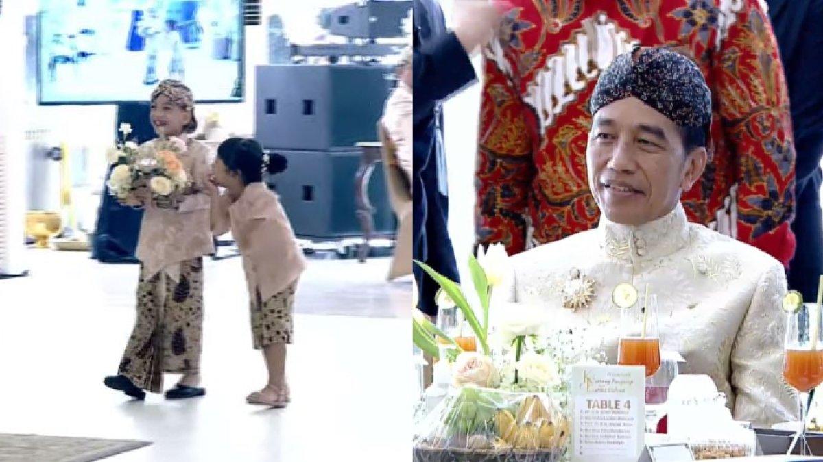 Jokowi Tersenyum saat Jan Ethes dan Sedah Mirah Guyon kala Antar Cincin Kawin Kaesang dan Erina ...