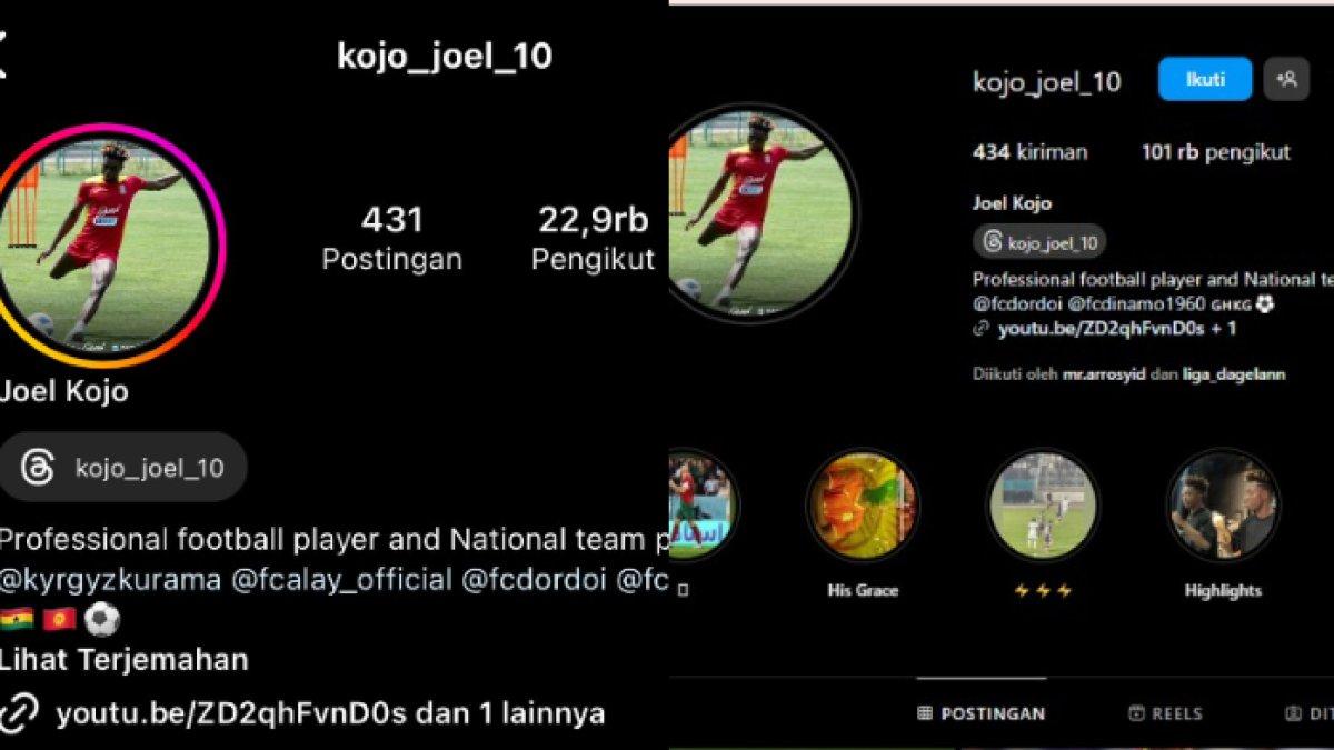 Netizen Indonesia Bergerak! Akun Instagram Pemain Kirgistan Joel Kojo Banjir Followers dalam ...